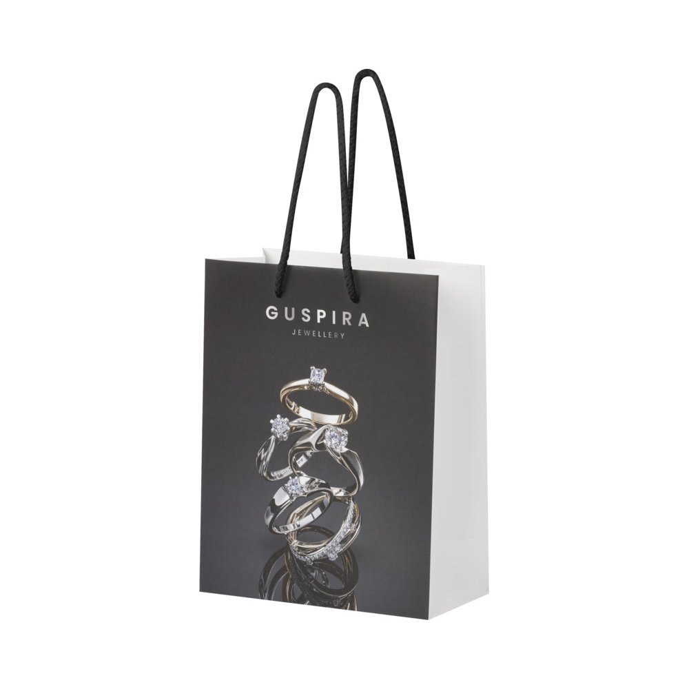 Bullet paper bag 18x9x23 cm with plastic handles - 170 g/m² | PrintSimple