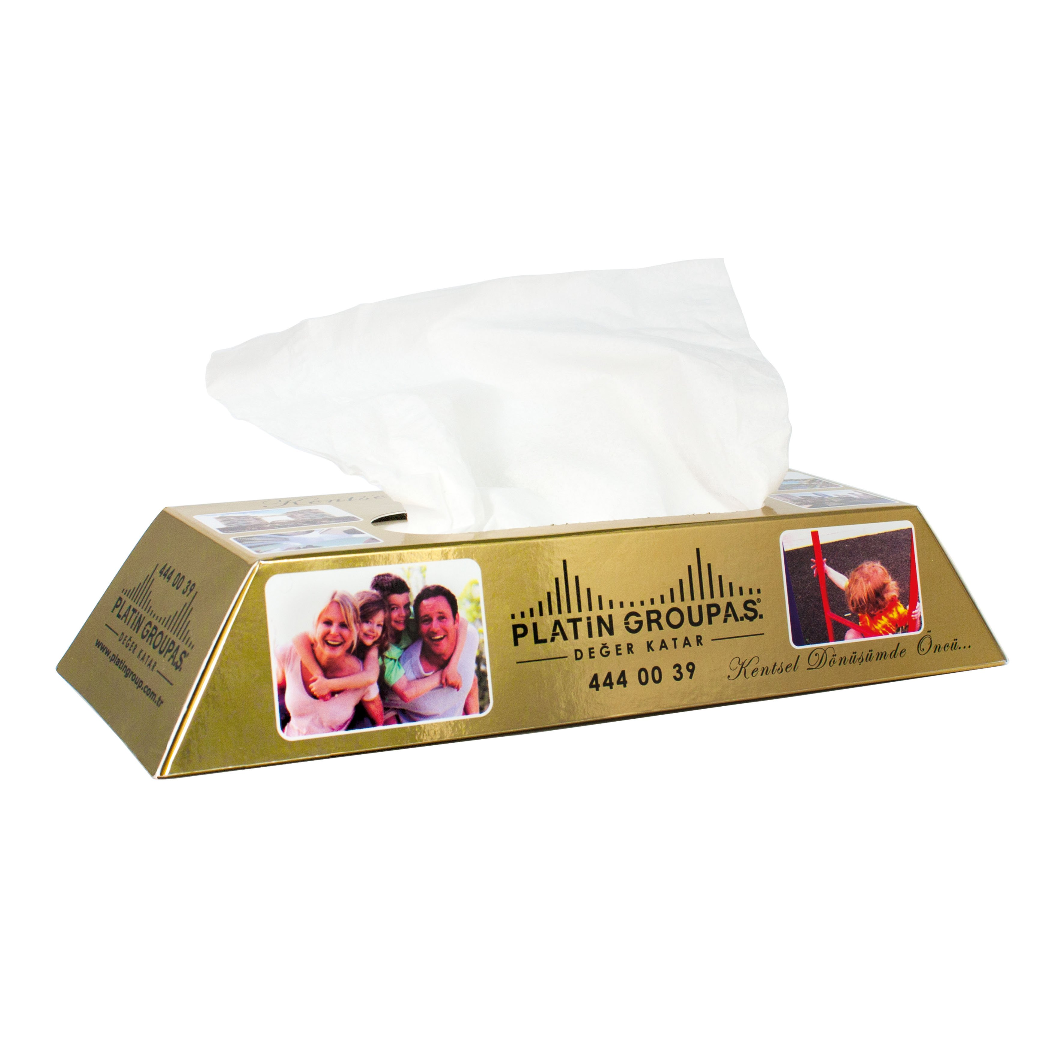 Care & More gold bar tissue box | PrintSimple