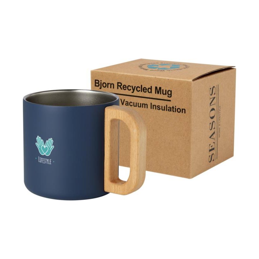 Bjorn 360 ml recycled stainless steel mug with insulation | PrintSimple